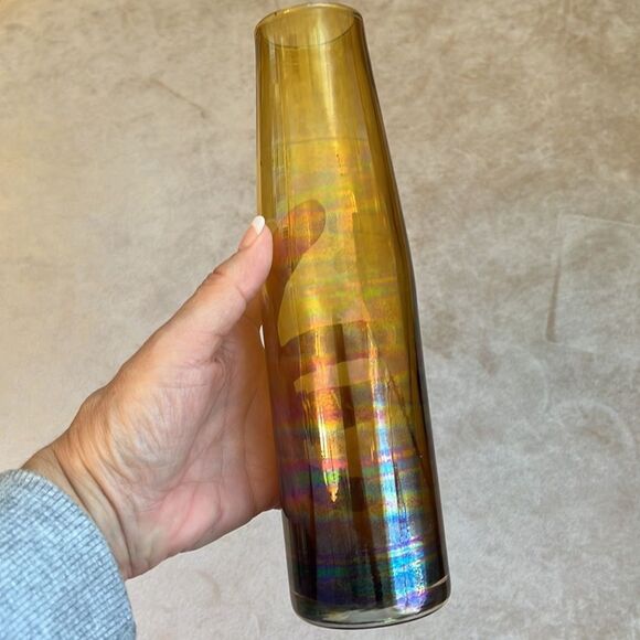 Artisan | Accents | Iridescent Amberombr Oil Slick Heavy Glass Base ...